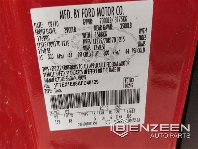 Used 2010 FORD F-150 RAPTOR Parts from Stock # 00122B - Benzeen Auto Parts